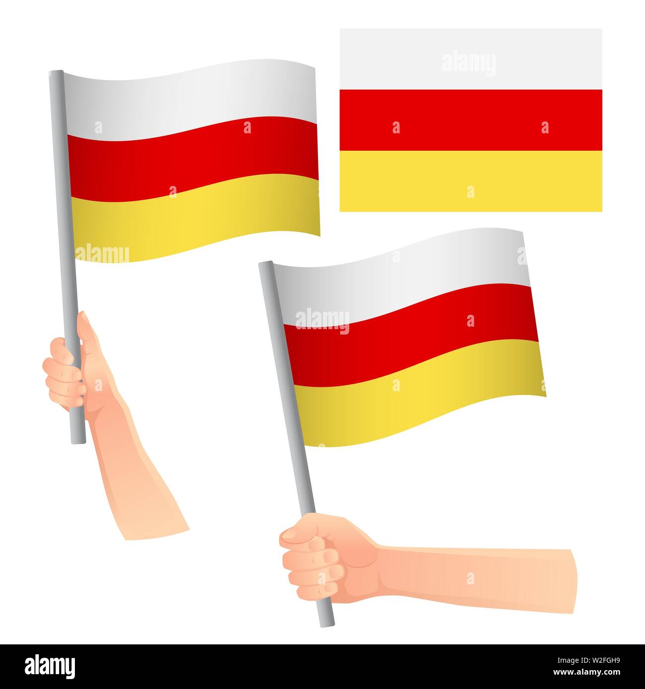 South ossetia flag in hand. Patriotic background. National flag of ...