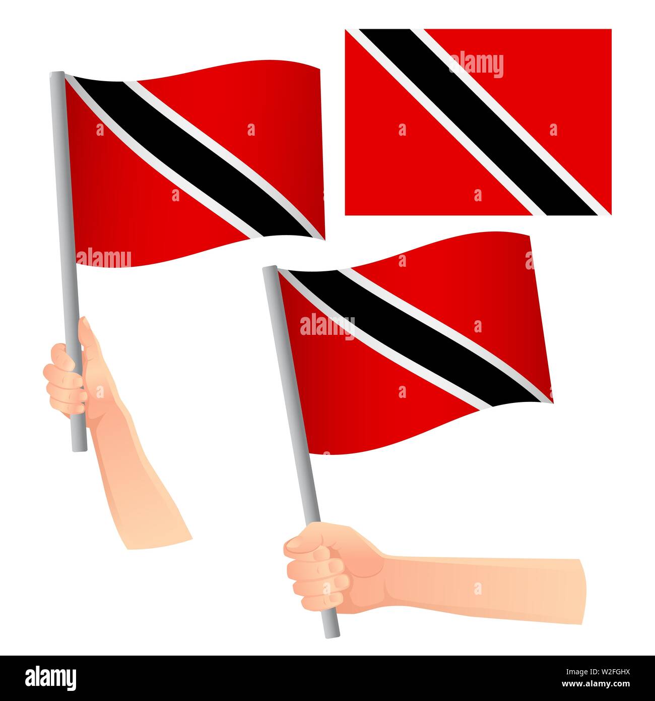 Trinidad and Tobago flag in hand. Patriotic background. National flag of Trinidad and Tobago ...