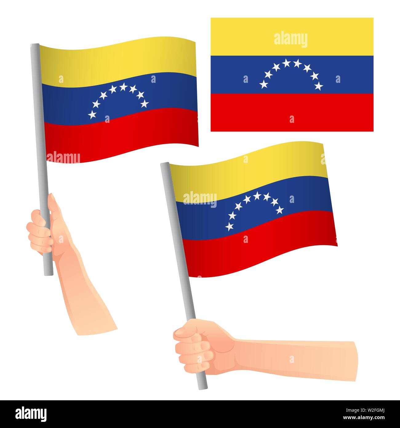 Venezuela flag in hand. Patriotic background. National flag of ...