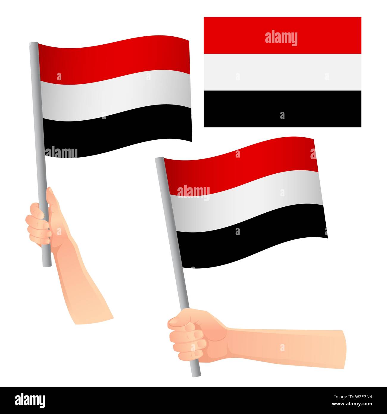Yemen flag in hand. Patriotic background. National flag of Yemen ...