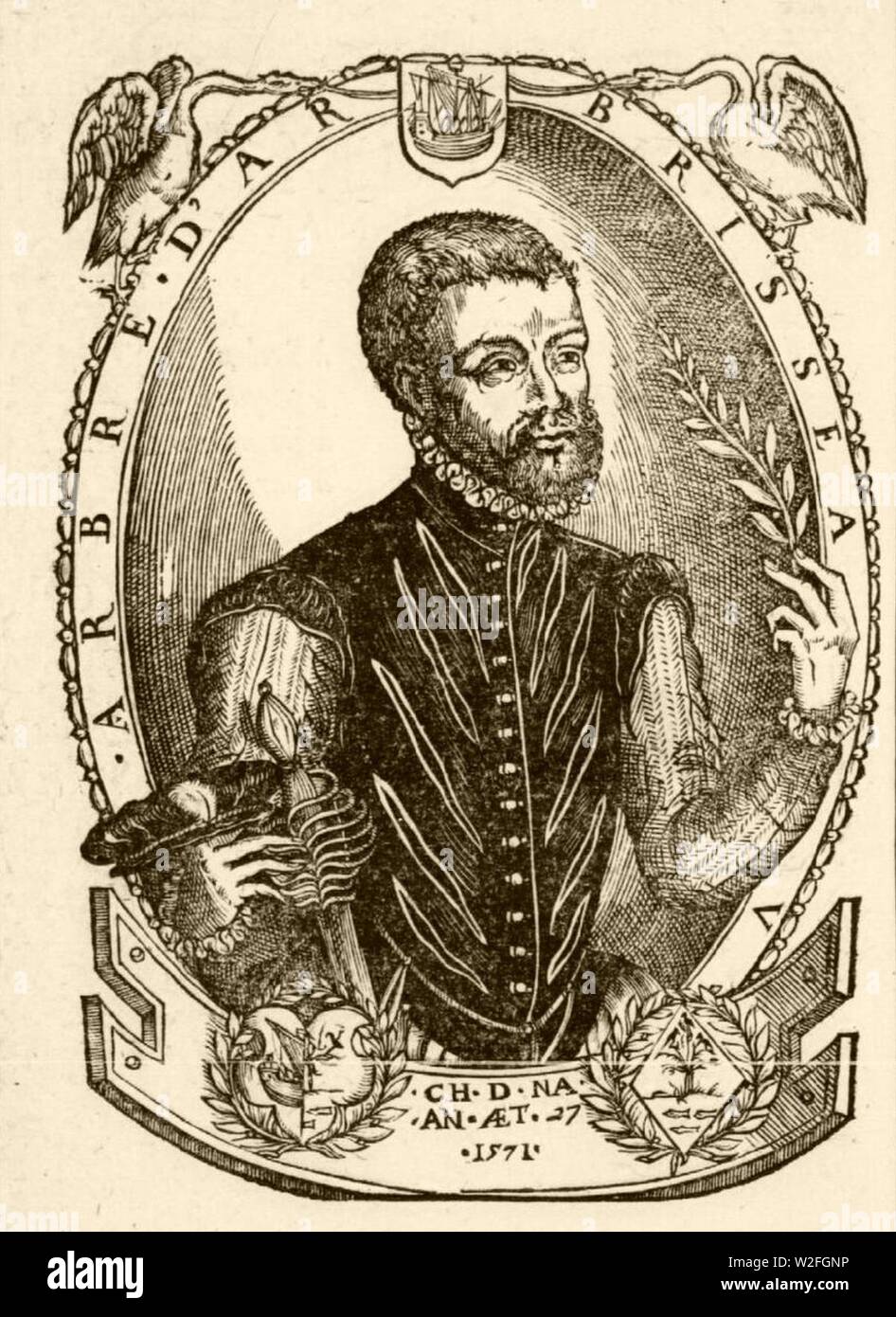 Charles de Navières-frontispice-1571 (sépia Stock Photo - Alamy