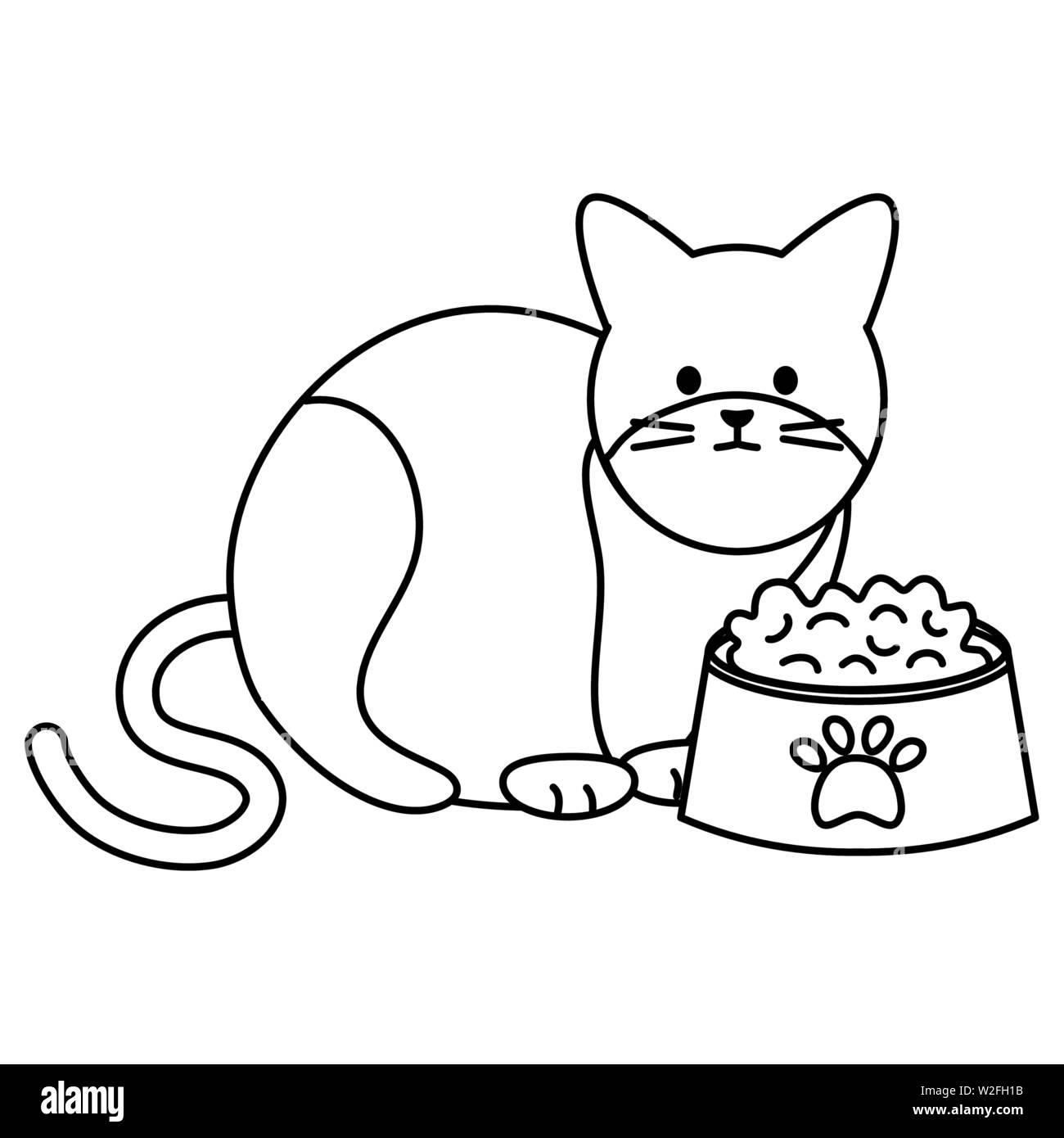 cute cat mascot with dish food vector illustration design Stock Vector ...