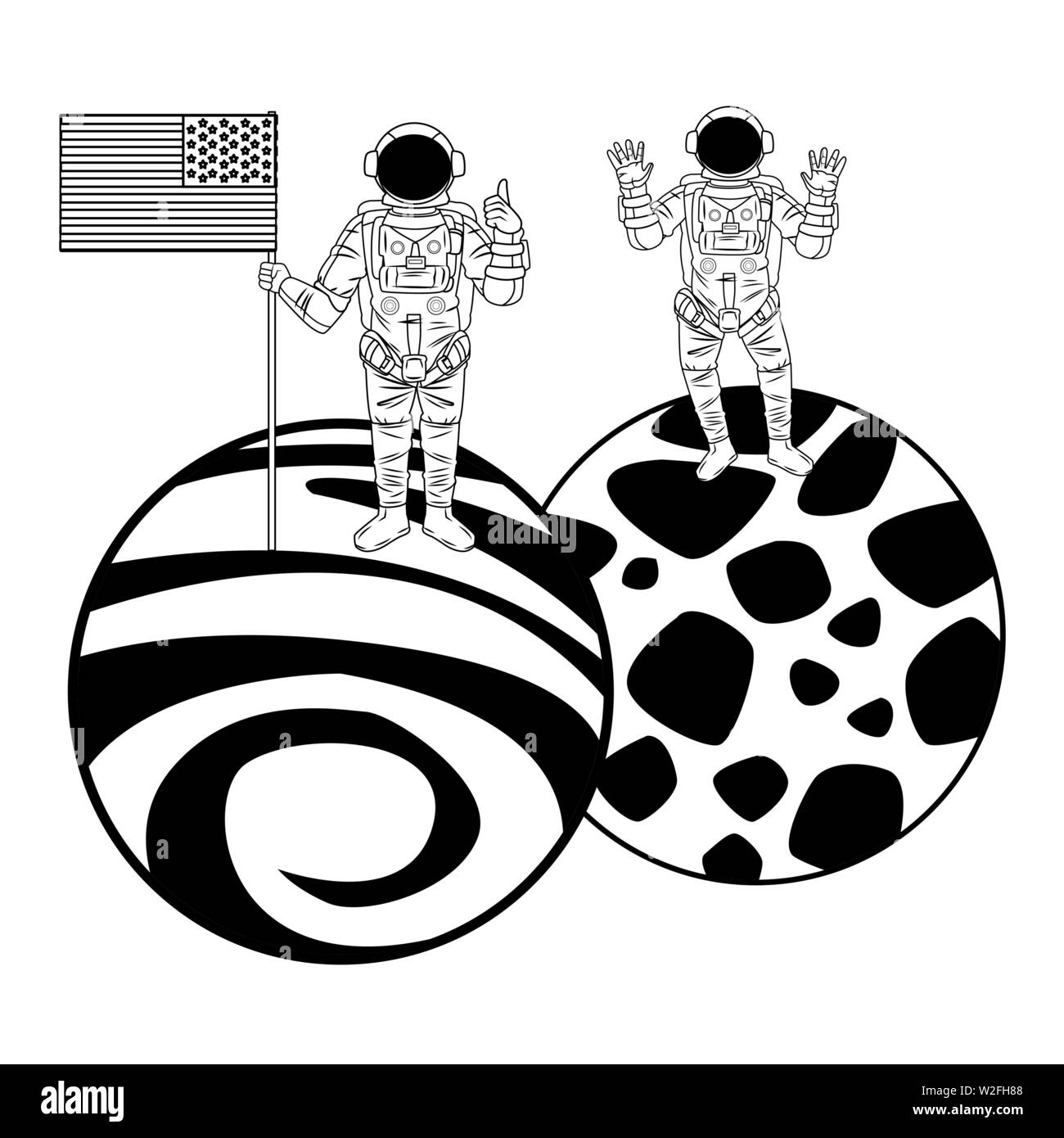 Astronaut in space exploration cartoons isolated Stock Vector Image ...