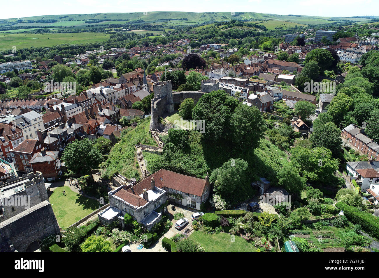 Aerial view of Lewes, East Sussex, showing Lewes Castle Stock Photo - Alamy