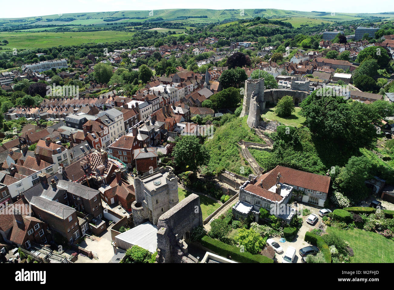 Aerial view of Lewes, East Sussex, showing Lewes Castle Stock Photo - Alamy