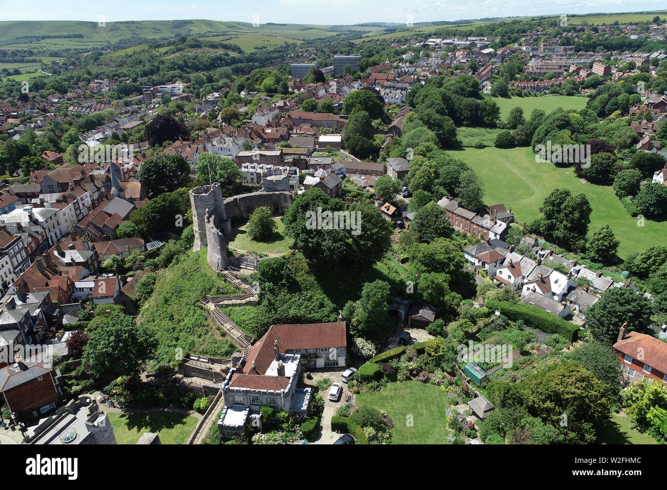 Aerial view of Lewes, East Sussex, showing Lewes Castle Stock Photo - Alamy