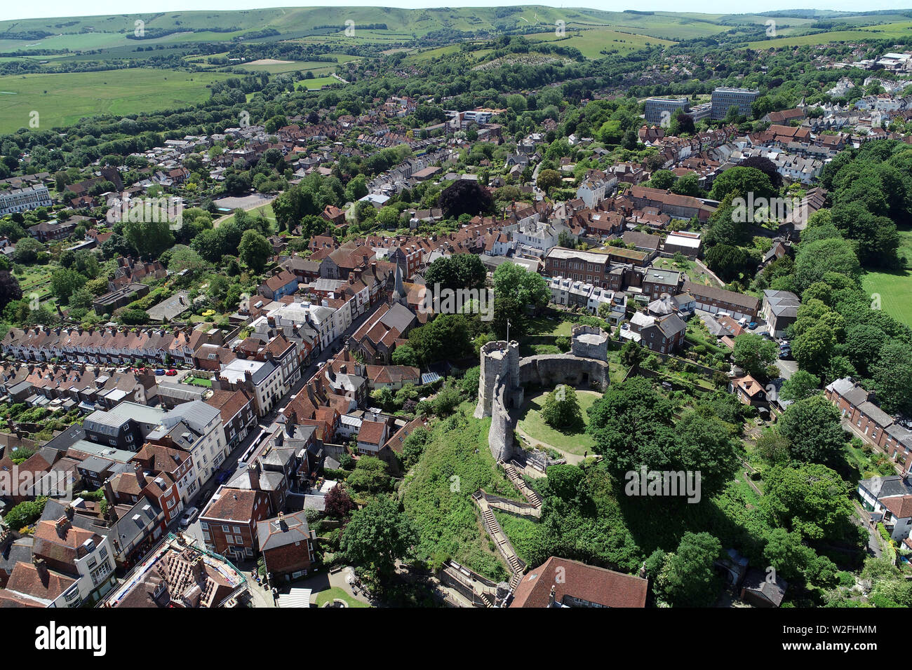 Aerial view of Lewes, East Sussex, showing Lewes Castle Stock Photo - Alamy