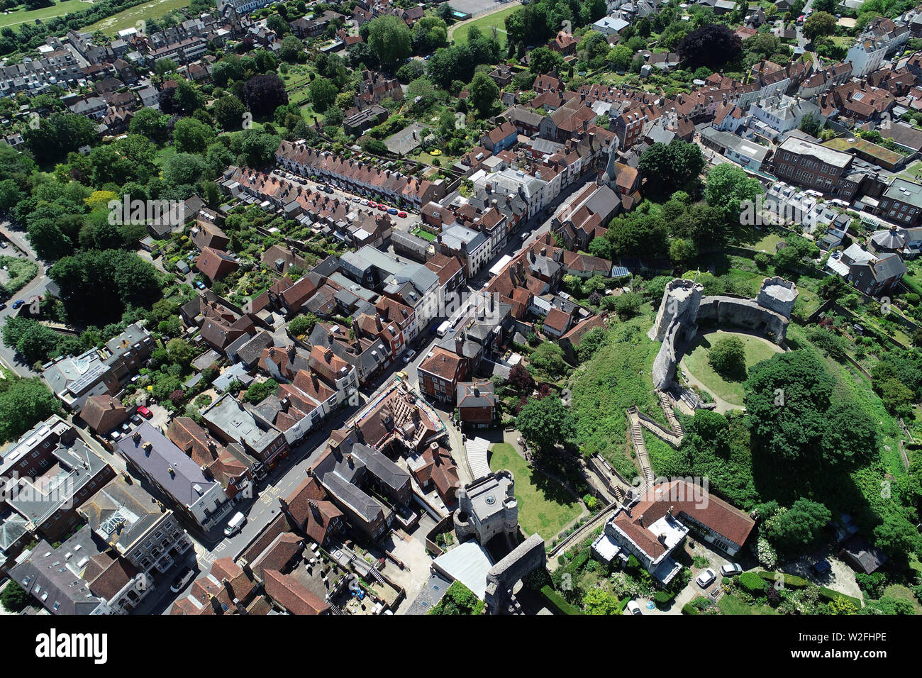 Aerial view of Lewes, East Sussex, showing Lewes Castle Stock Photo - Alamy