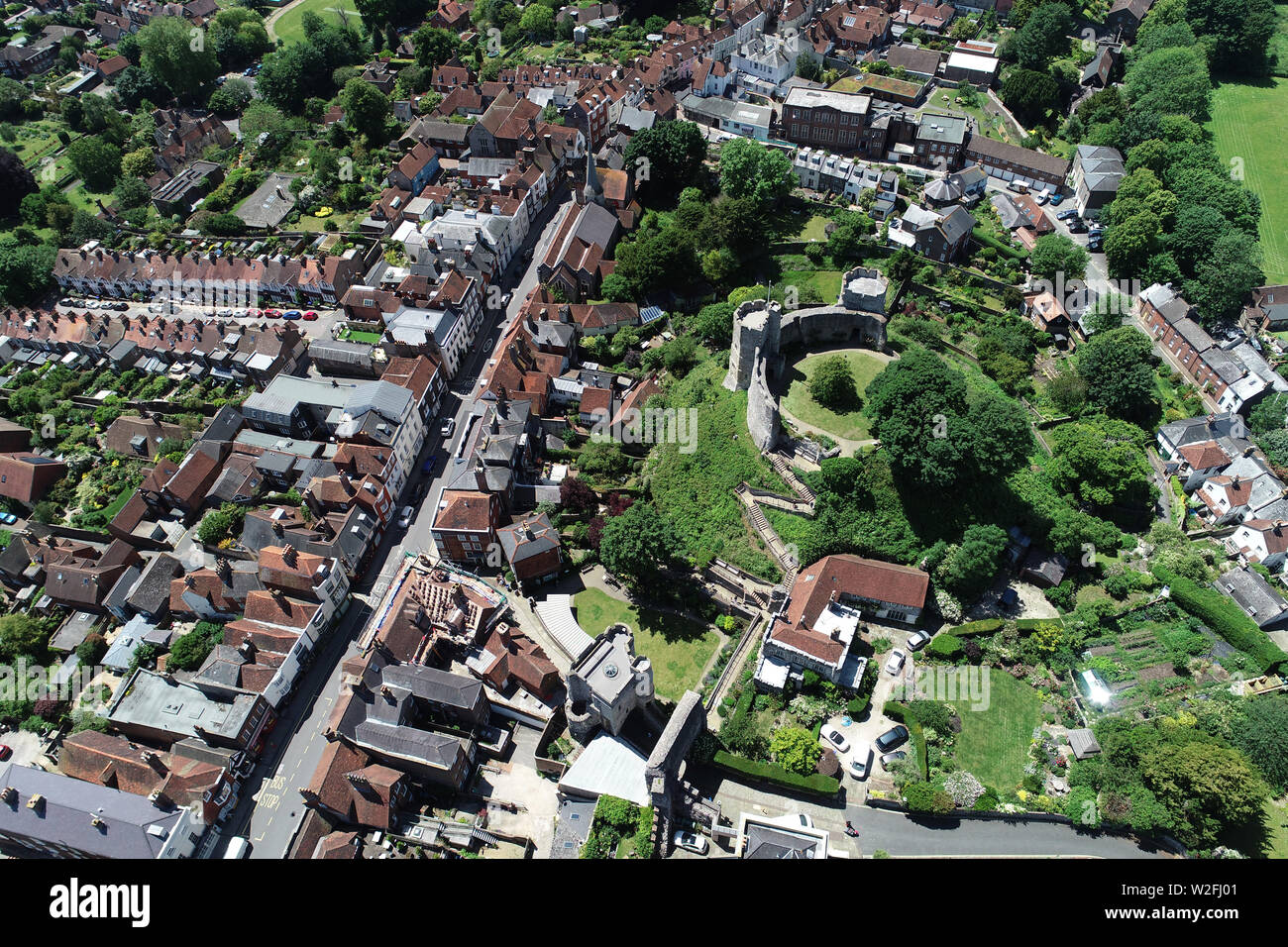 Aerial view of Lewes, East Sussex, showing Lewes Castle Stock Photo - Alamy