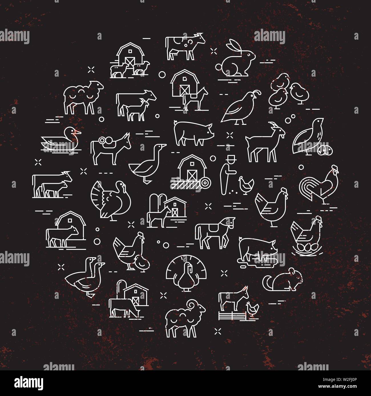 Circular vector set of farm animals that are great for illustrations ...