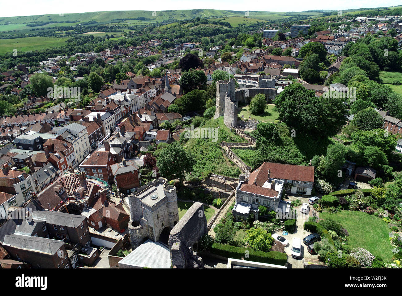 Aerial view of Lewes, East Sussex, showing Lewes Castle Stock Photo - Alamy