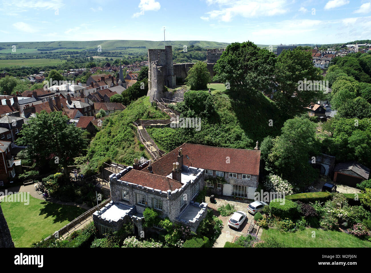Aerial view of Lewes, East Sussex, showing Lewes Castle Stock Photo - Alamy