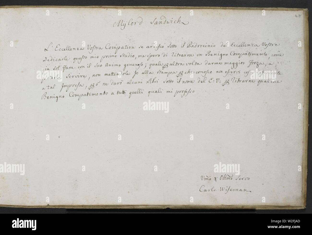 Charles Wiseman - Dedication to the composer's sonatas and divertimenti ...