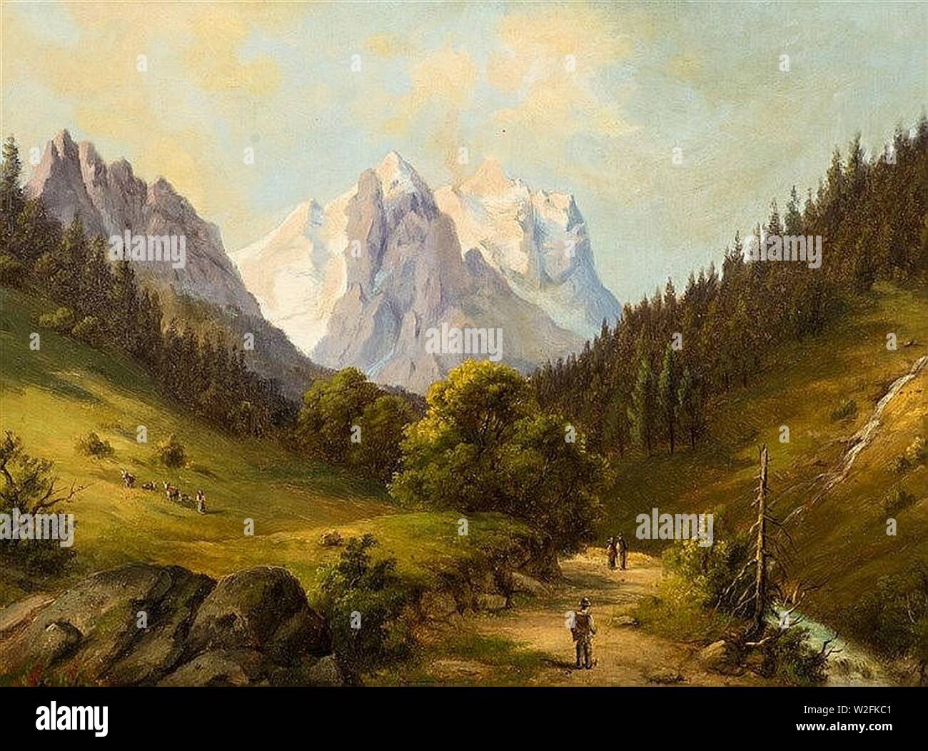 Charles-Louis Guigon - La vallée de Rosenlaui Wetterhorn Stock Photo ...