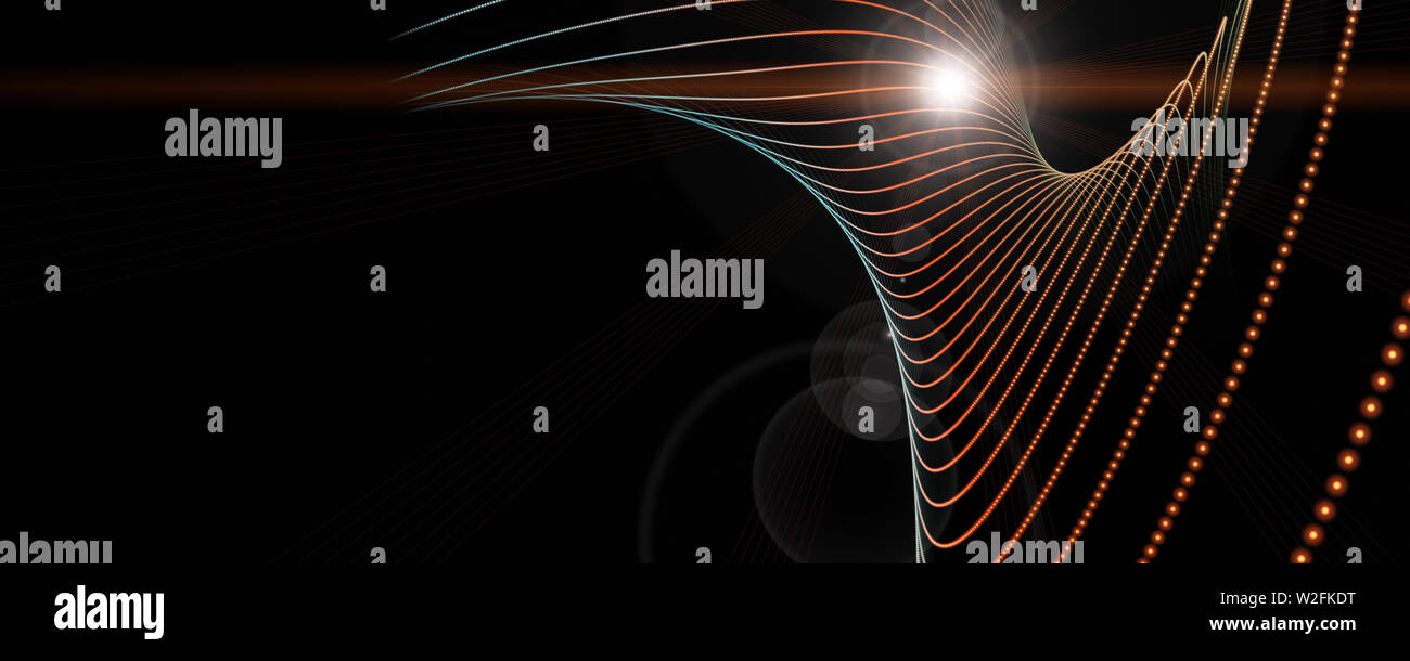 Futuristic particle panorama background design illustration with lights ...