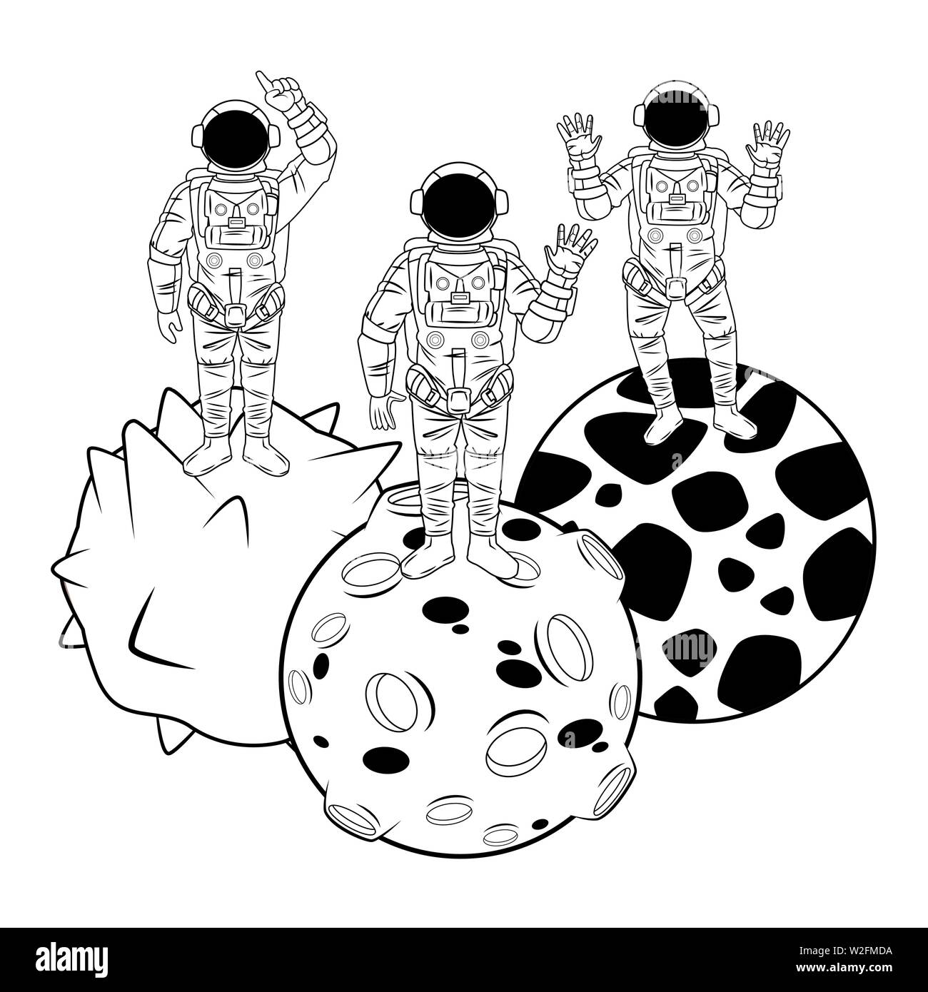 Astronaut in space exploration cartoons isolated Stock Vector Image ...