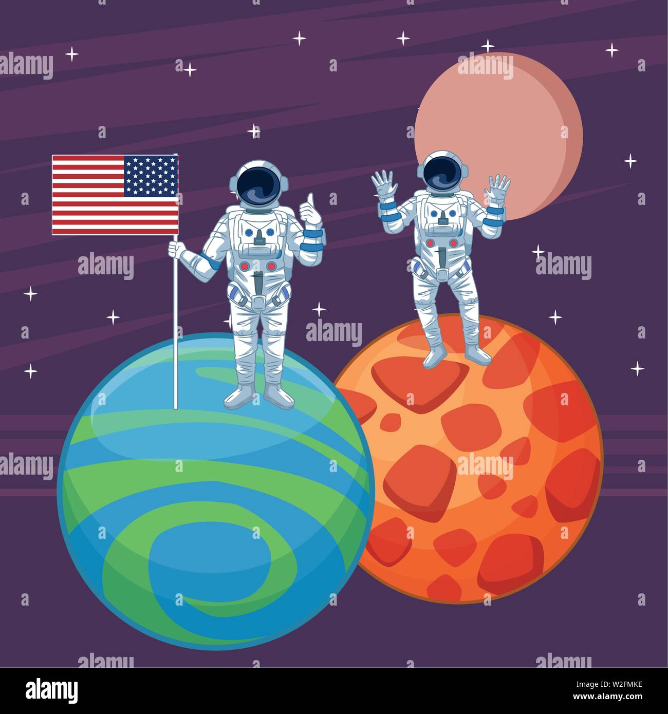 Astronaut in space exploration cartoons isolated Stock Vector Image ...