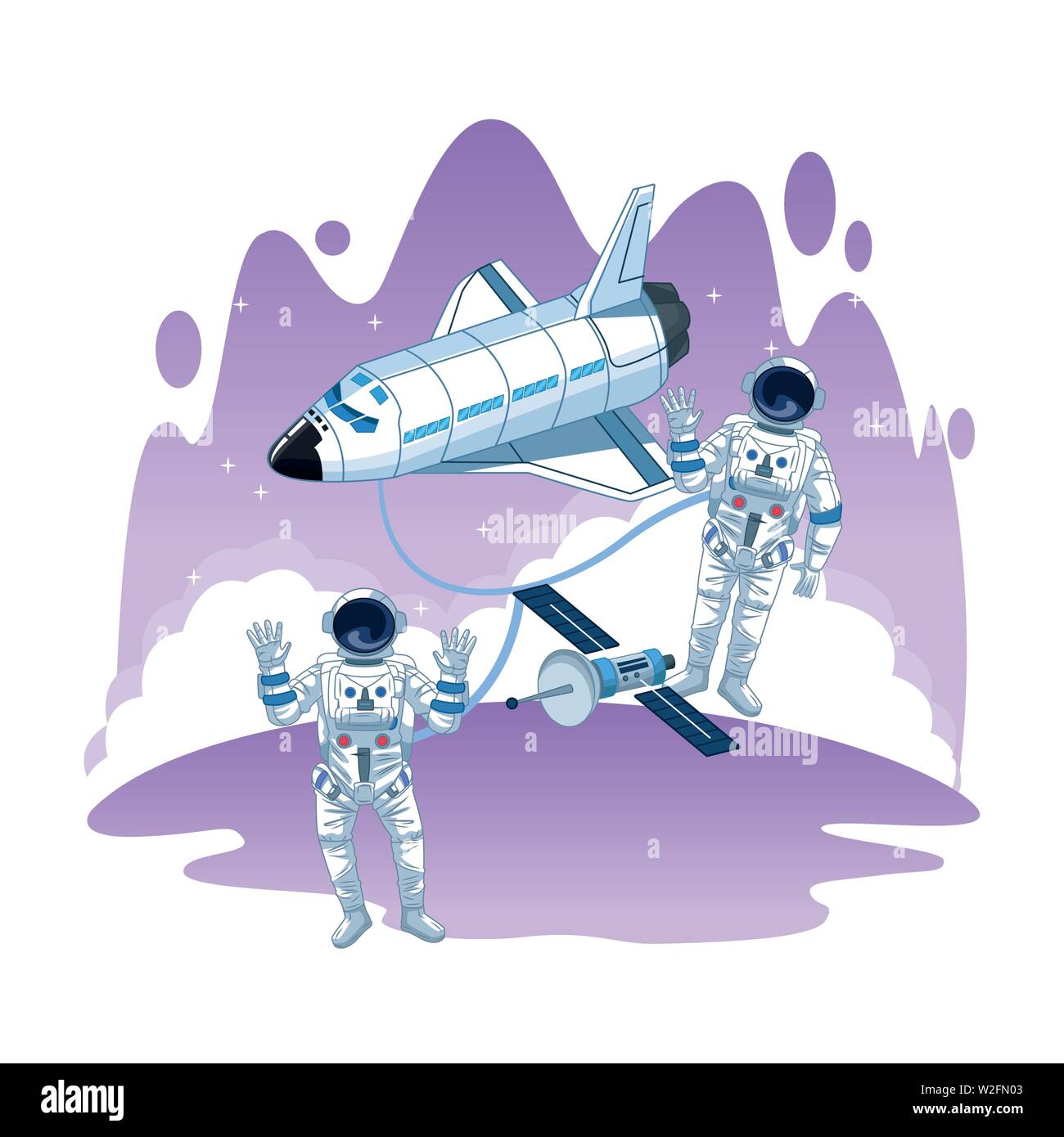 Astronaut in space exploration cartoons isolated Stock Vector Image ...