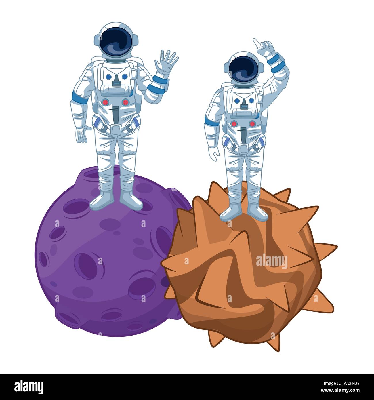 Astronauts team and space explorations cartoons Stock Vector Image ...