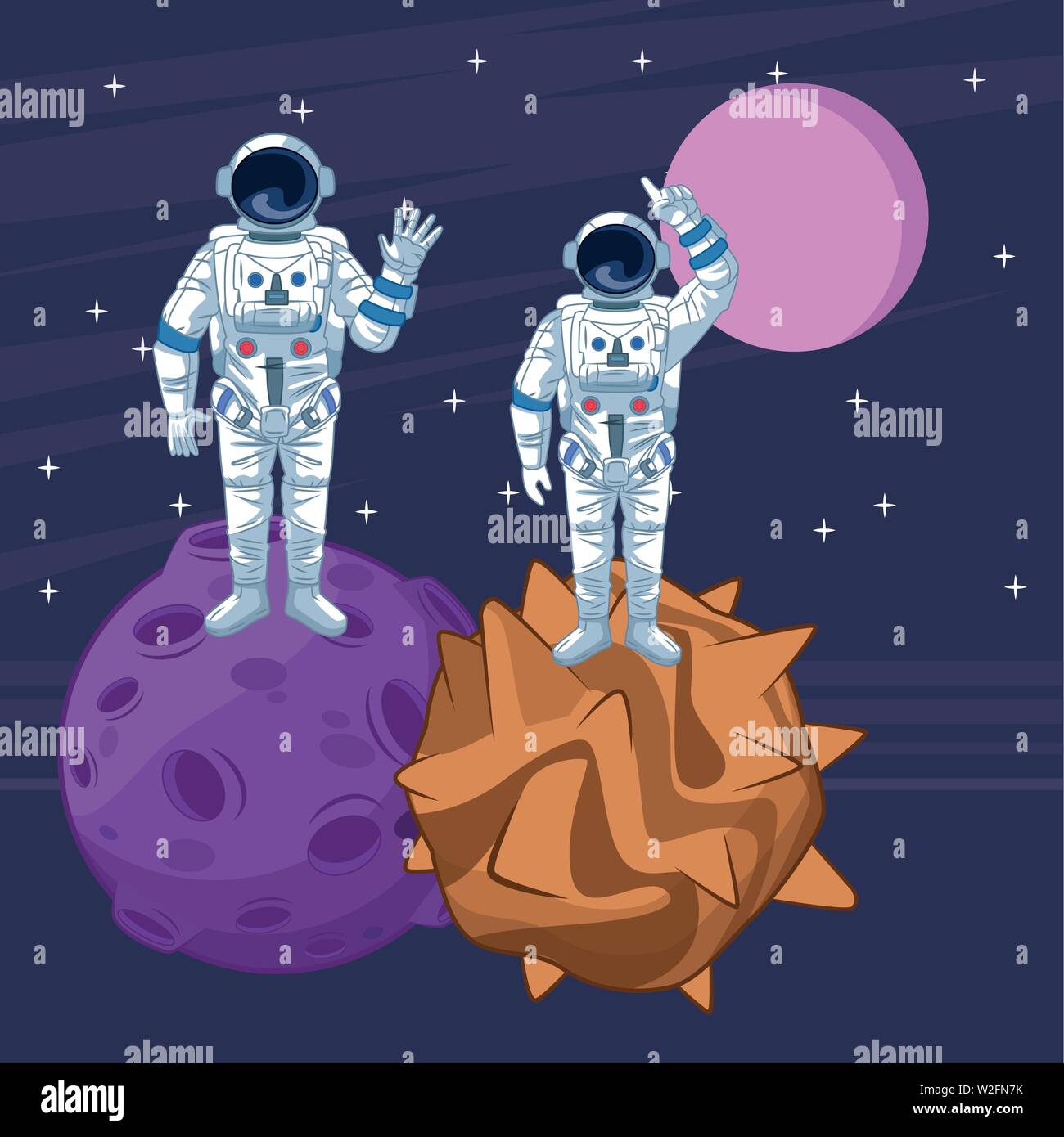 Astronaut in space exploration cartoons isolated Stock Vector Image ...