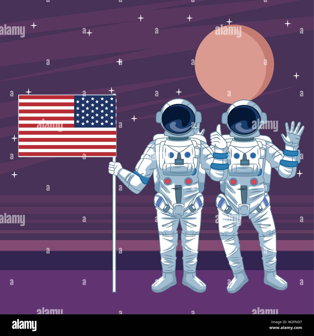 Astronaut in space exploration cartoons isolated Stock Vector Image ...