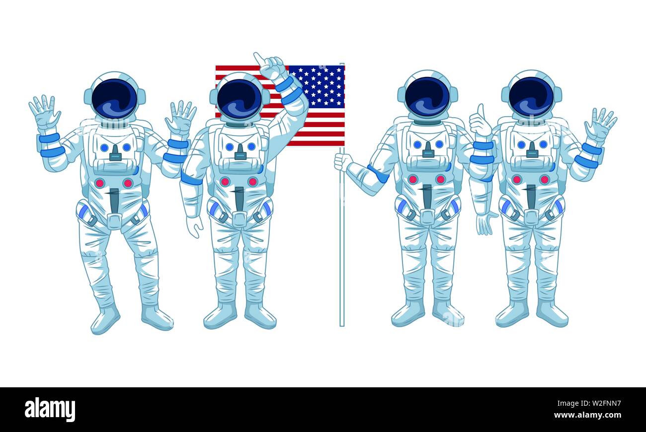 Astronauts team and space explorations cartoons Stock Vector Image ...