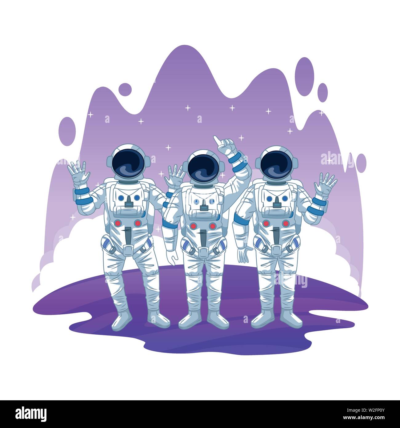 Astronaut in space exploration cartoons isolated Stock Vector Image ...