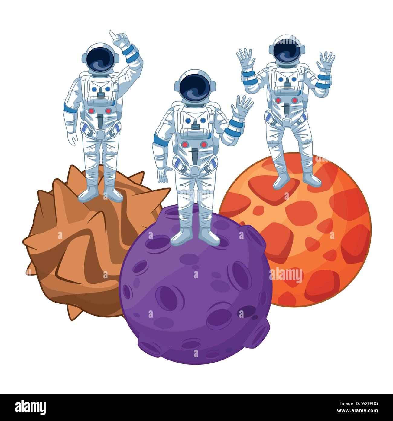 Astronauts team and space explorations cartoons Stock Vector Image ...