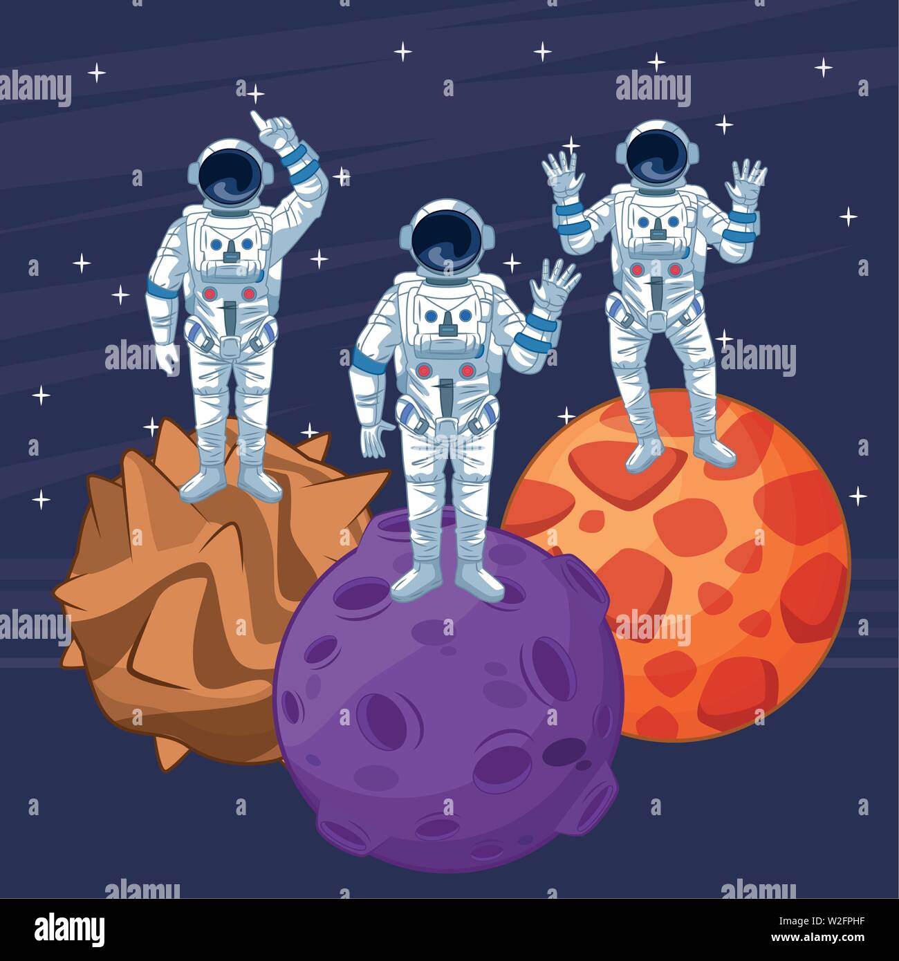 Astronaut in space exploration cartoons isolated Stock Vector Image ...