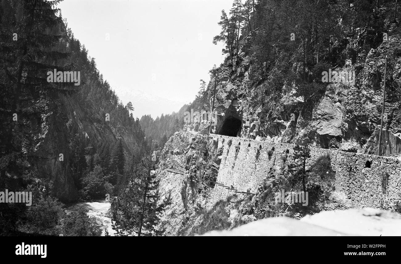 Road and tunnel in Switzerland ca. 1920 Stock Photo - Alamy