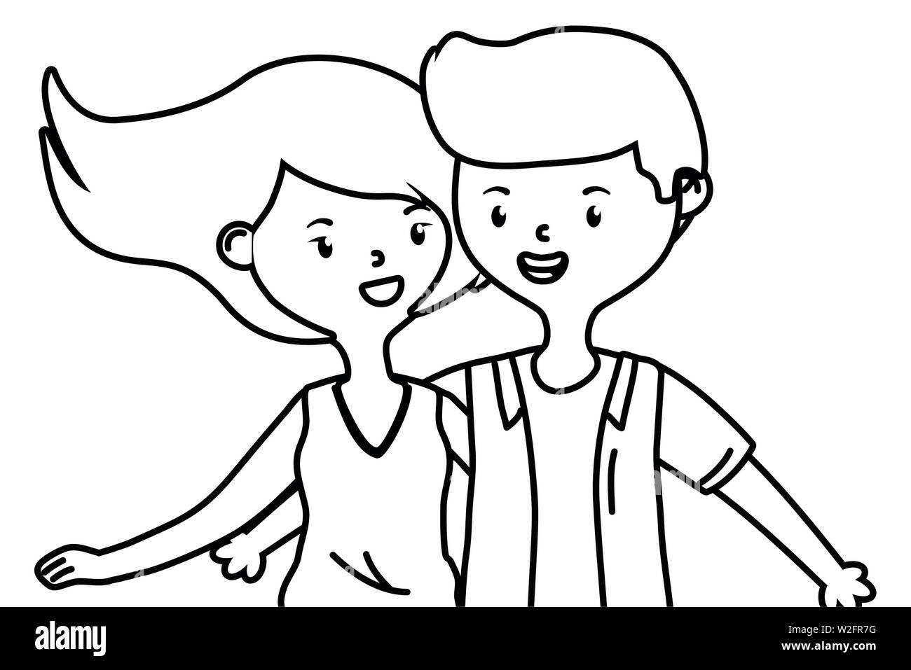 Teenager boy and girl design, person portrait young youth student and ...