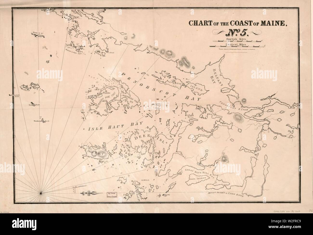 Chart of the coast of Maine Stock Photo - Alamy