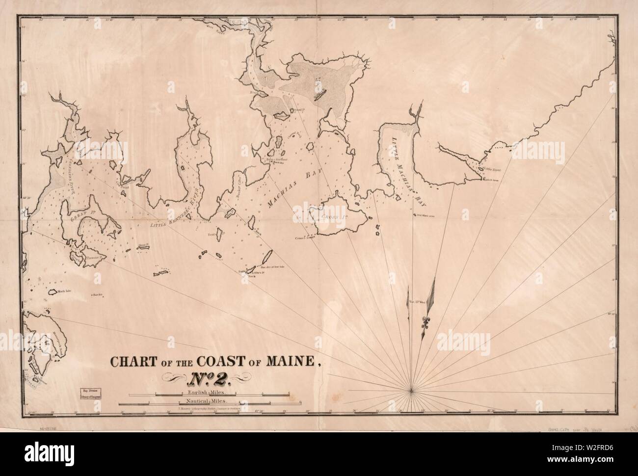 Chart of the coast of Maine Stock Photo - Alamy