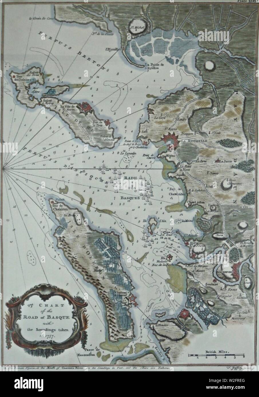 Chart of the Road of Basque 1757 Stock Photo - Alamy