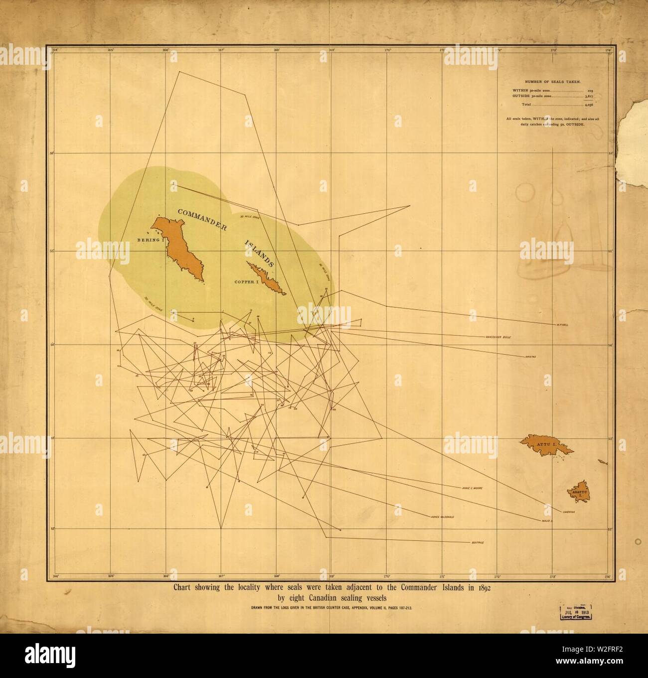 Chart showing the locality where seals were taken adjacent to the ...