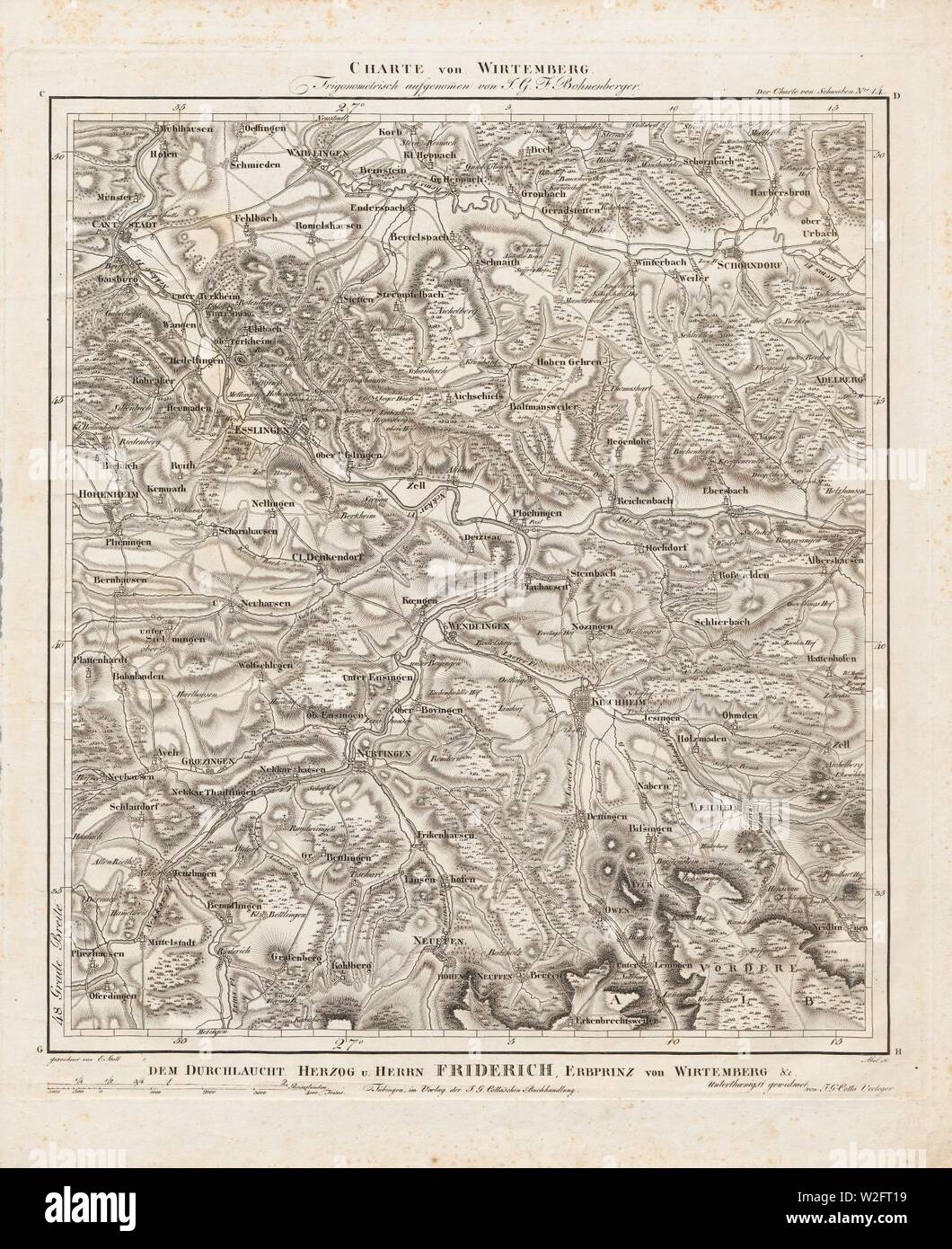Charte von Schwaben Tafel 14 Kirchheim Stock Photo - Alamy