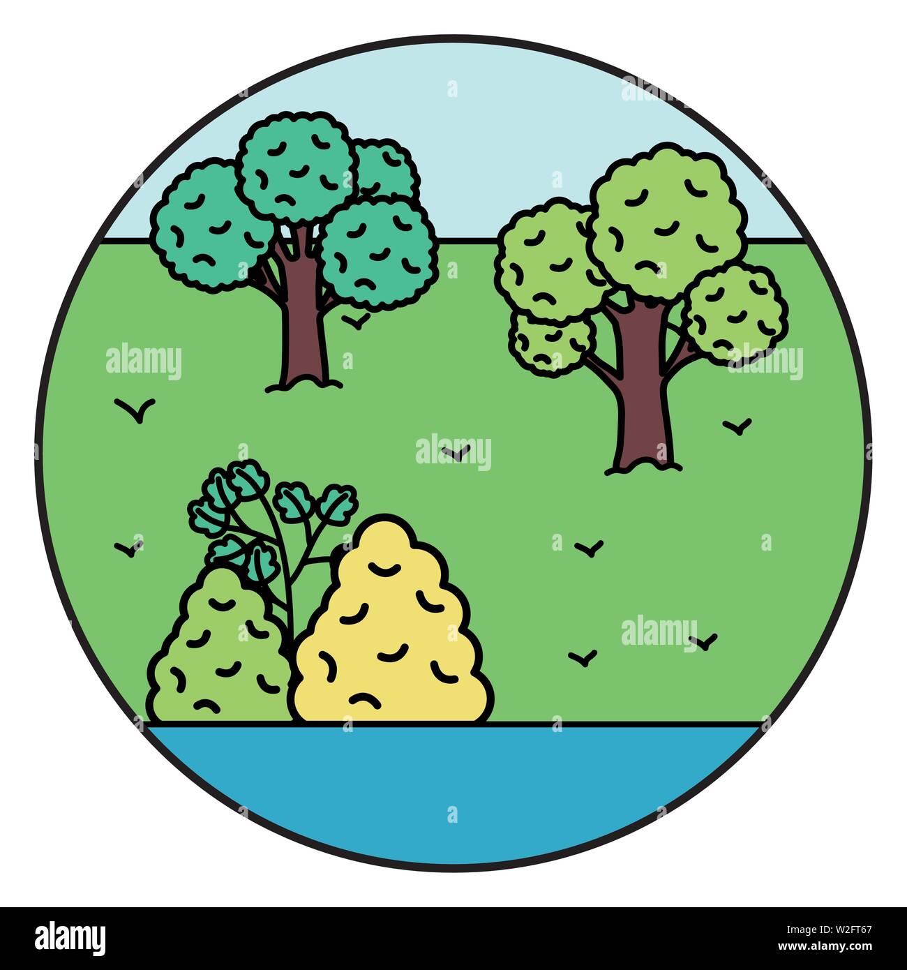 park landscape with lake scene vector illustration design Stock Vector ...