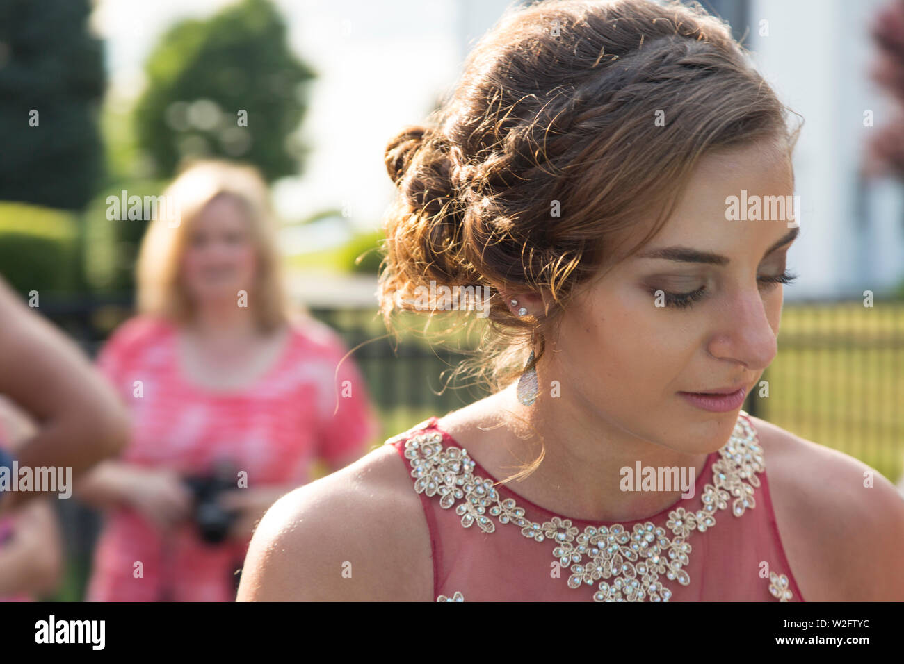 Young Teenage Girl Dressed up for her Prom Stock Photo - Alamy
