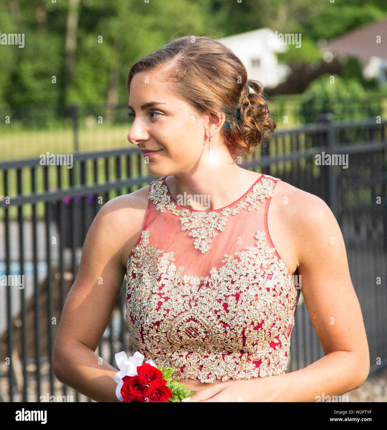 Young Teenage Girl Dressed up for her Prom Stock Photo - Alamy