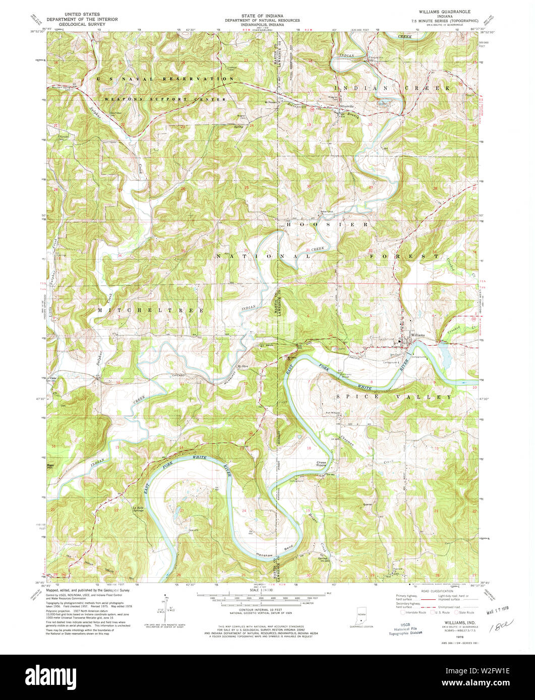 USGS TOPO Map Indiana IN Williams 160368 1978 24000 Restoration Stock ...