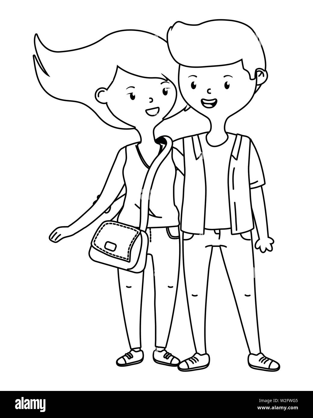 Teenager boy and girl design, person portrait young youth student and ...