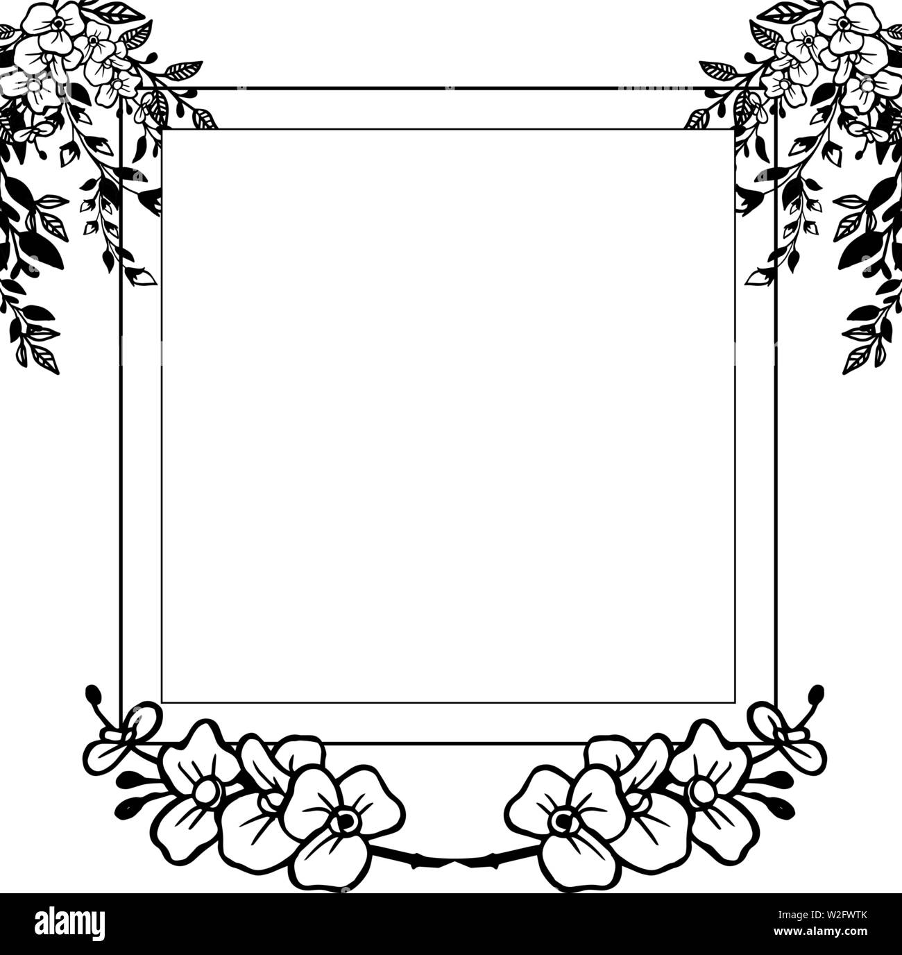 Vector illustration artwork of leaf flower frame with greeting card ...