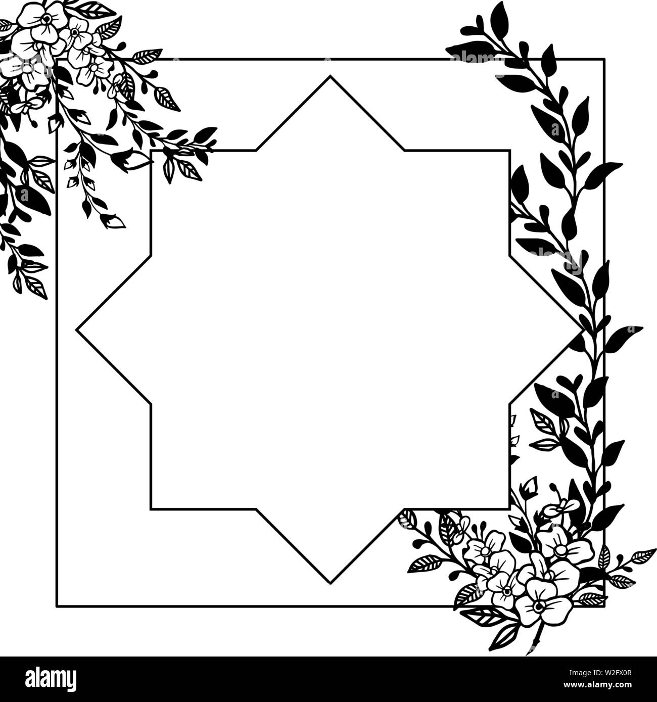 Vector illustration artwork of leaf flower frame with greeting card ...