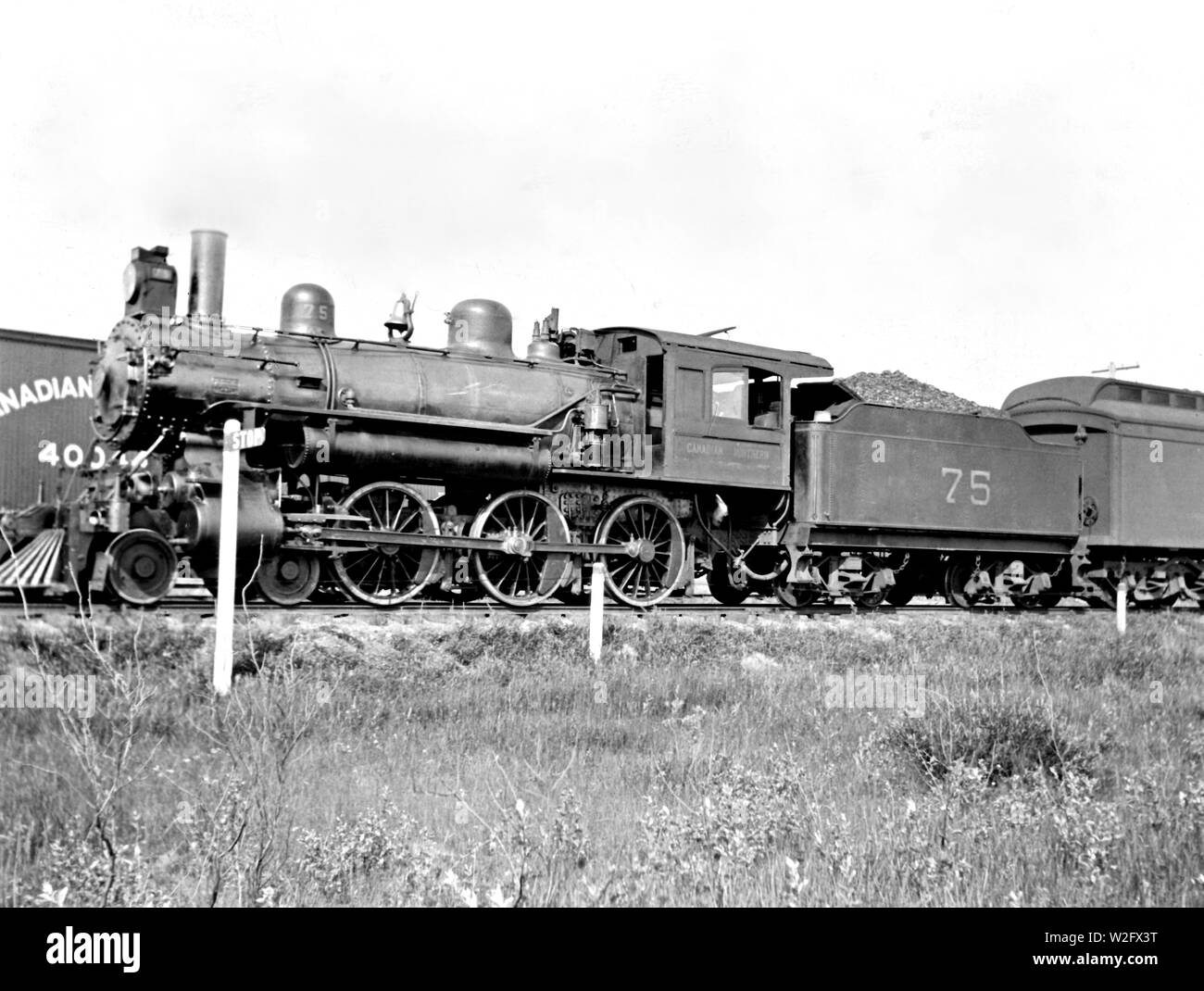 Photograph of Canadian Northern Railway locomotive, number 75, at ...