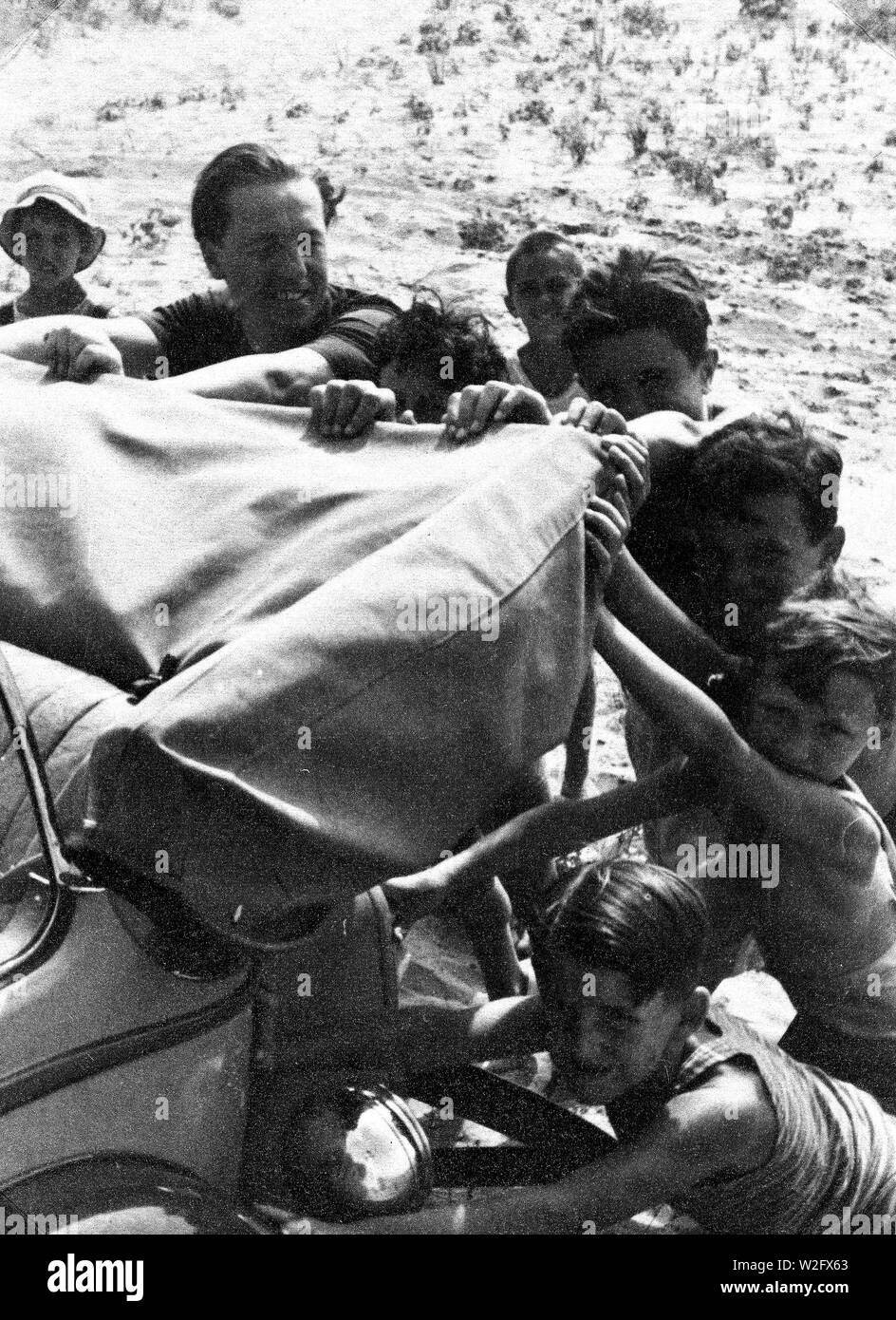 Eva Braun Collection (album 4) - Car stuck in sand of a beach near ...