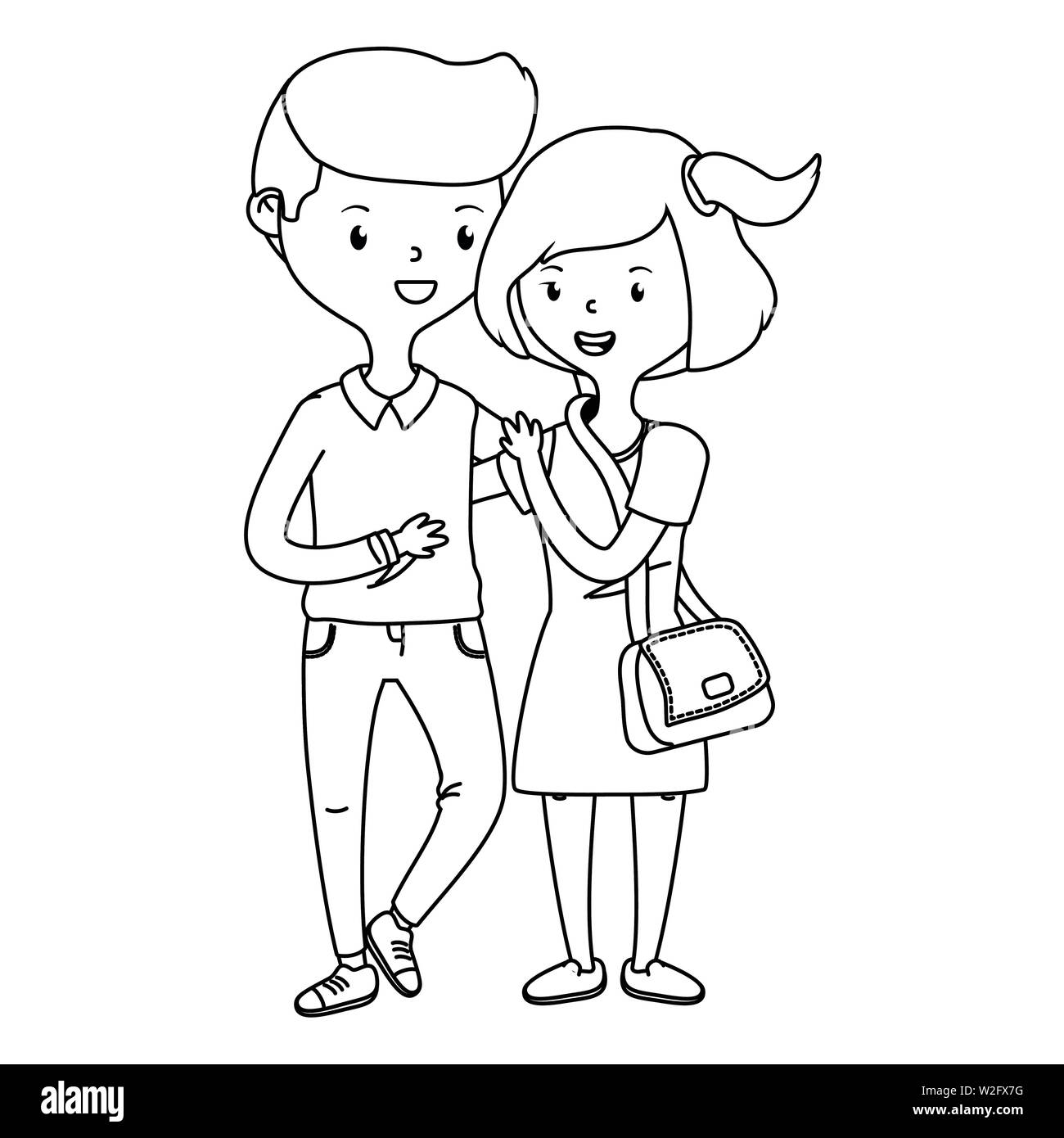 Teenager boy and girl design, person portrait young youth student and ...