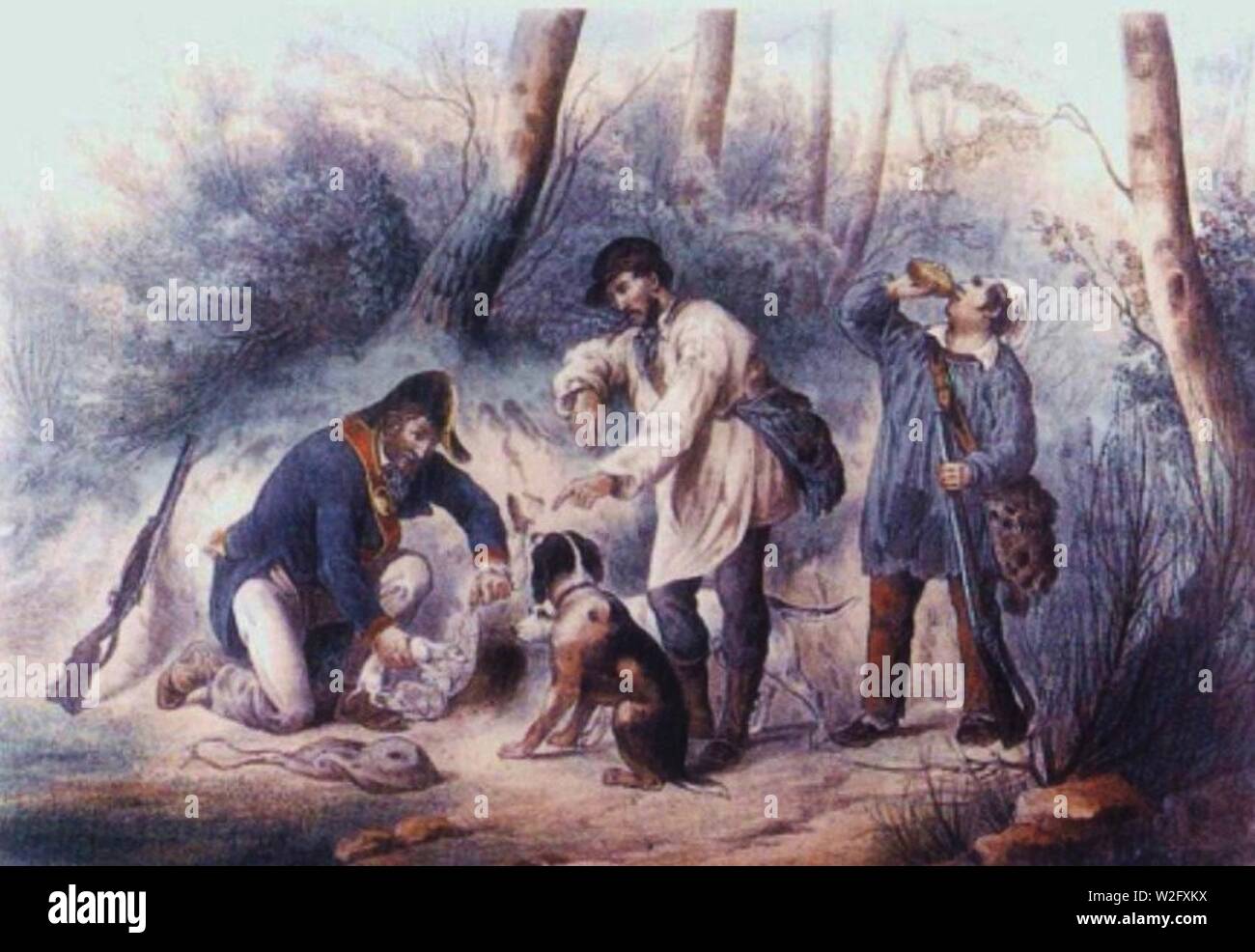 Chasse au furet, litho de Victor Adam 1801 1896 Stock Photo - Alamy