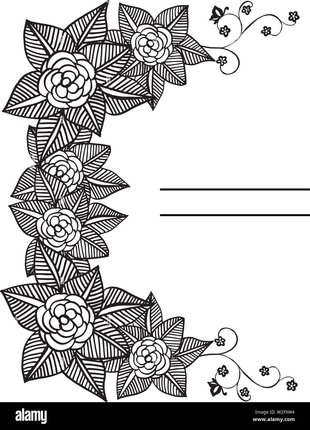 Vector illustration cute wreath frame with decorative of card hand ...