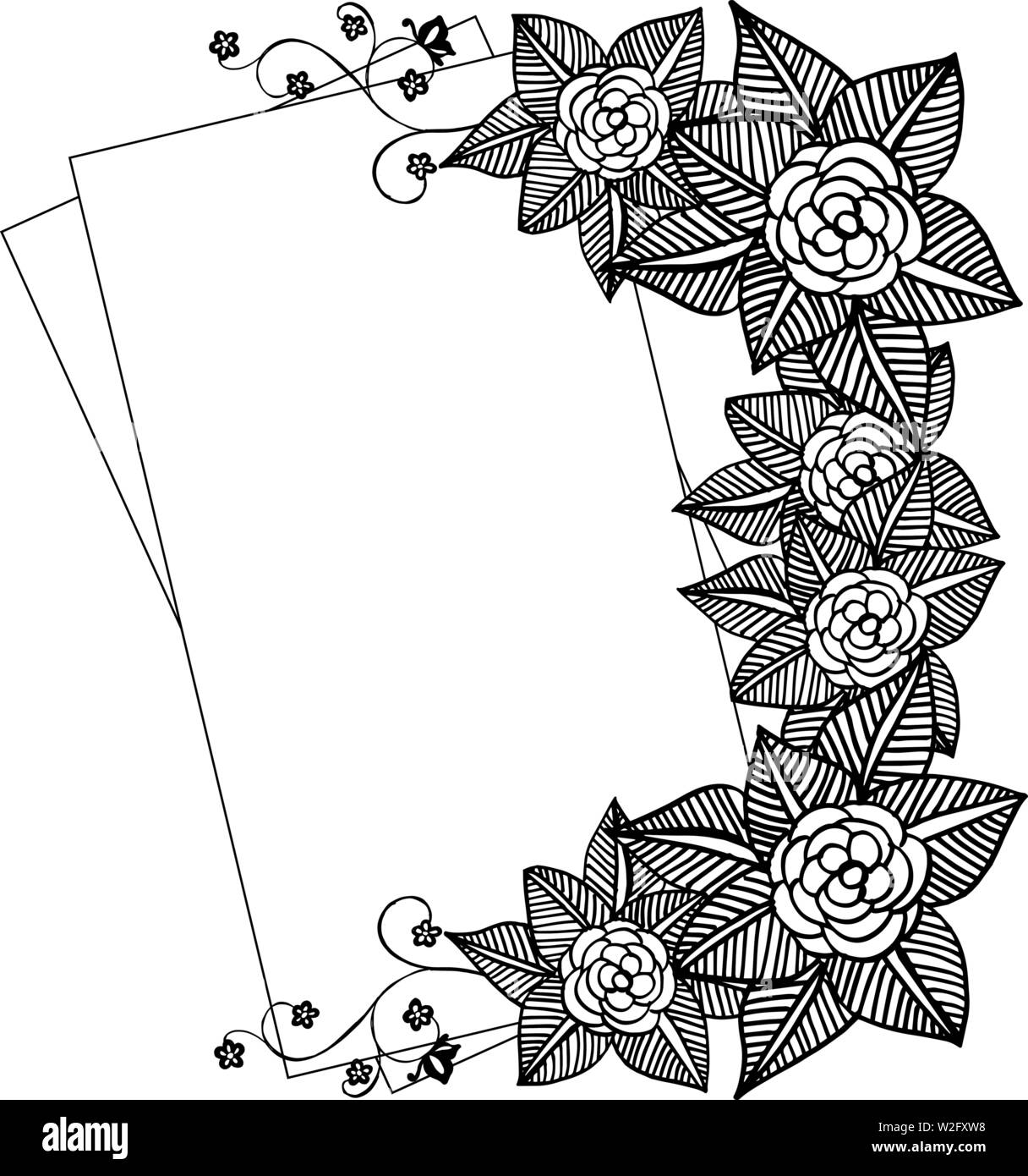 Vector illustration very beautiful leaf flower frame with invitation ...