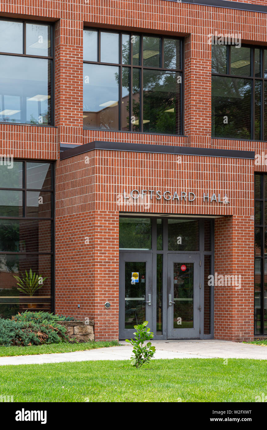 FARGO, ND/USA - JUNE 27, 2019: Loftsgard Hall on the campus of the ...